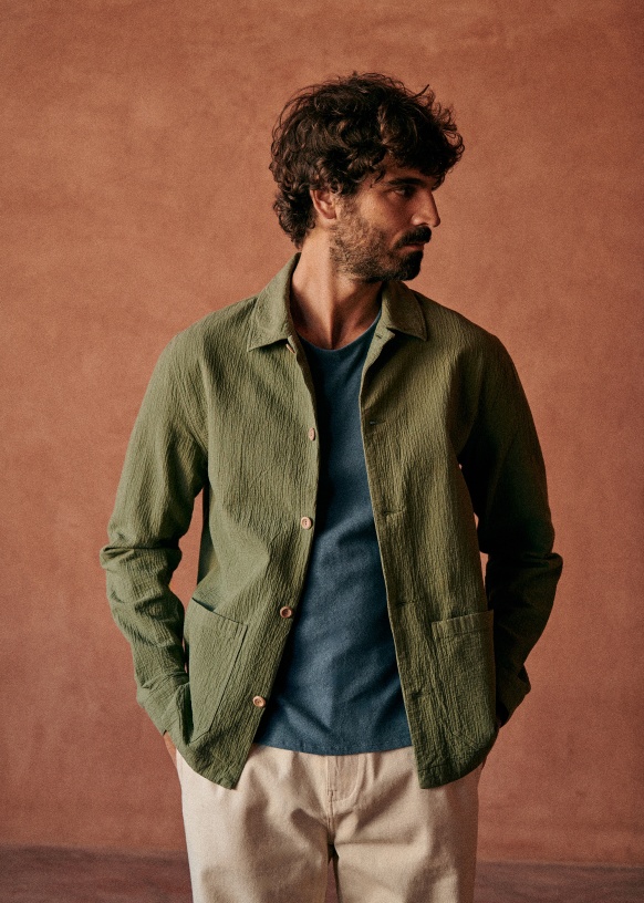 Tim Coton Texturé Jacket - Raspberry - Organic Cotton - Sézane