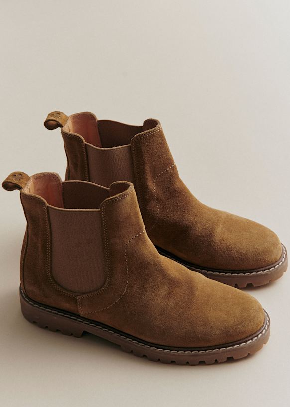 Charlie Boots - Navy - Split cowhide leather - Sézane