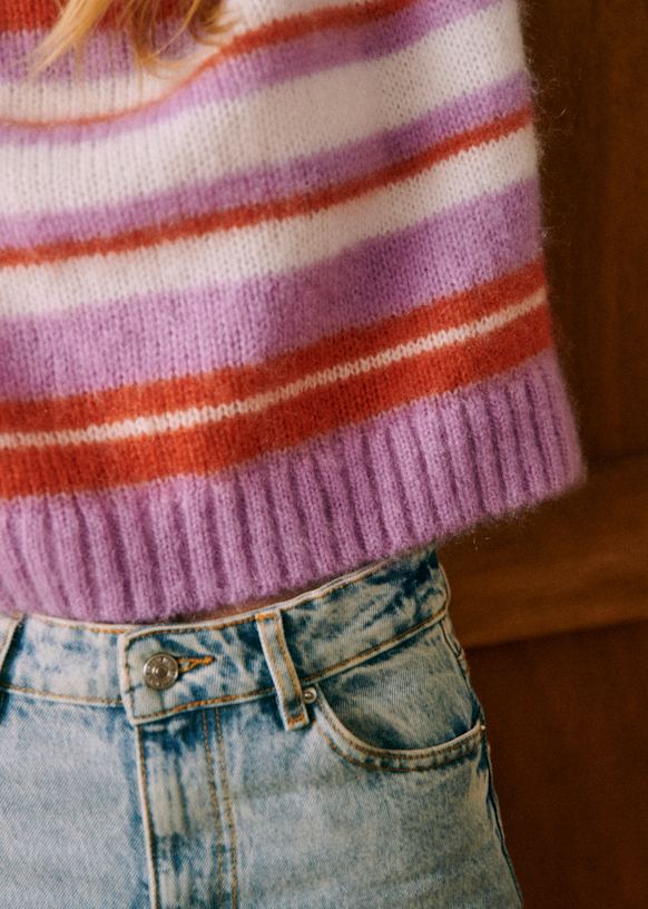 Pull Franck - Lilas / Ecru / Cuivre - Super kid mohair - Sézane