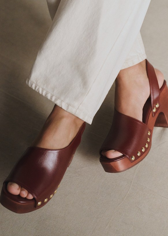 Harper Mule - Glossy Burgundy - Bovine leather - Sézane