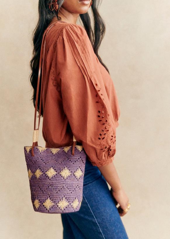 Rosie Basket - Mauve Raffia Embroidery - Raffia - Octobre Éditions