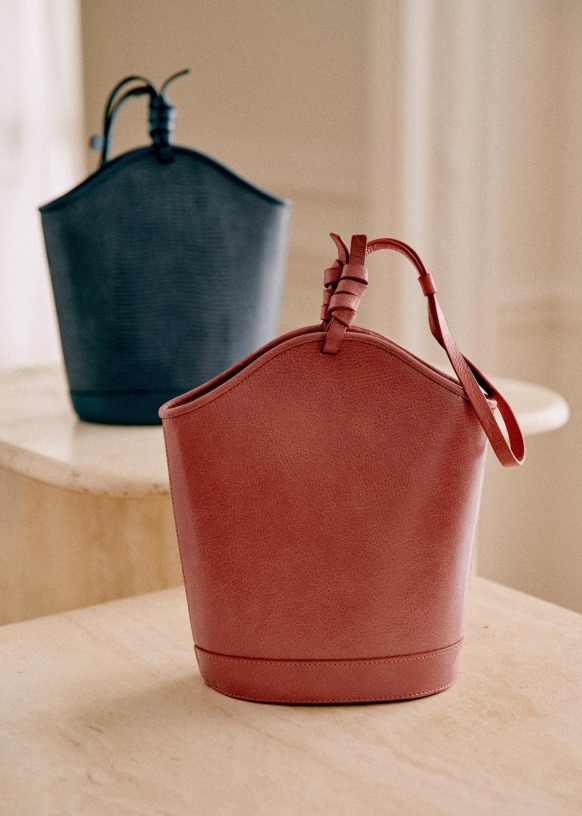 Marli Bucket bag - Embossed denim bi-material - Lizard-embossed cowhide ...