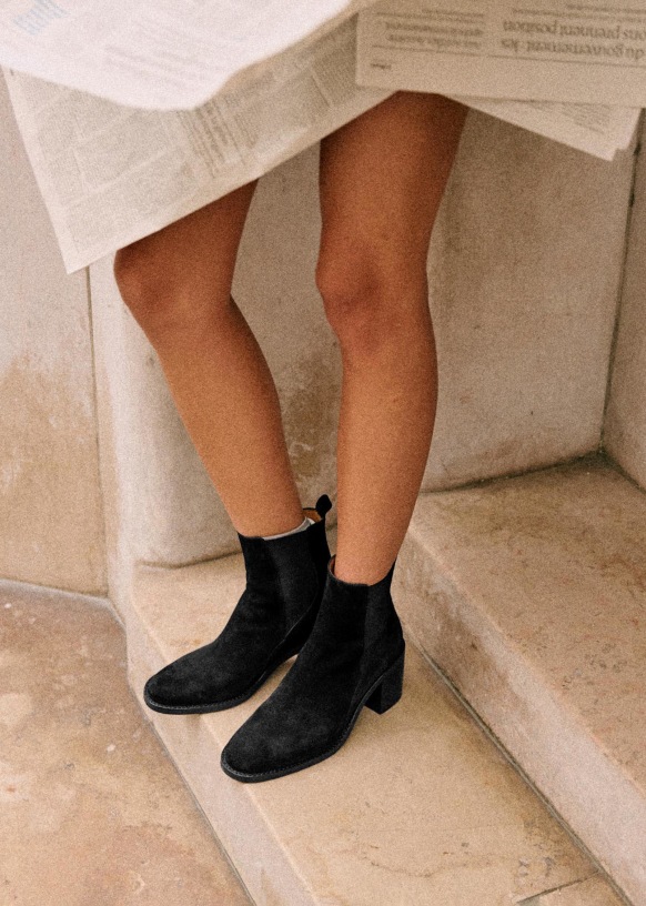 Pippa Ankle Boots Black Split Cowhide Leather S zane