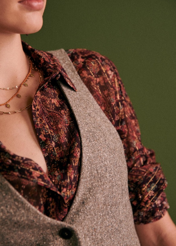 Ann Shirt - Burdungy folk print - Viscose - Octobre Éditions