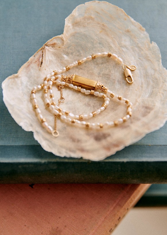 Ronnie Necklace - Gold / Green - Brass - Sézane