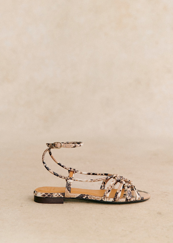 Sandales Low Gloria - Ecru Python - Cuir caprin - Sézane