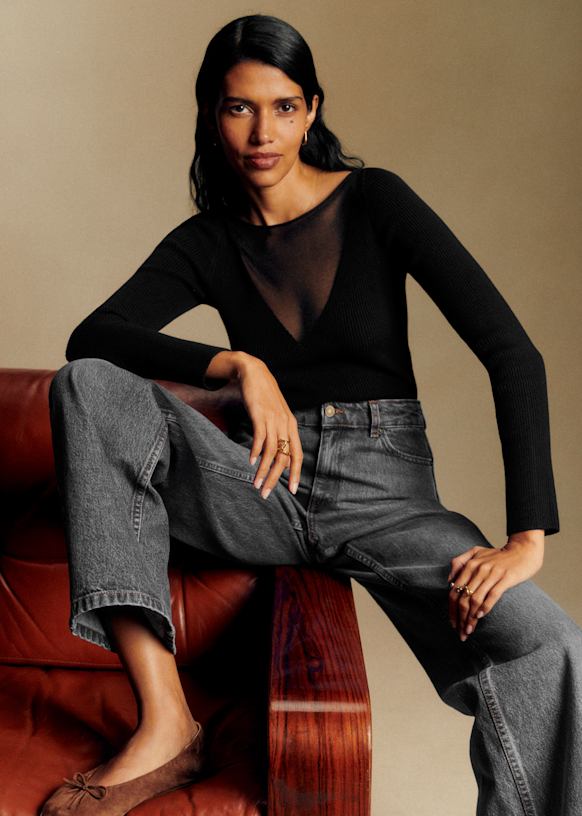 Alienor Bodysuit - Black - Merino Wool - Sézane