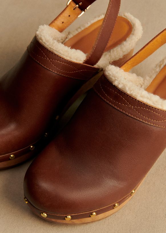 Taylor Clogs - Chocolate - Smooth cowhide leather - Sézane