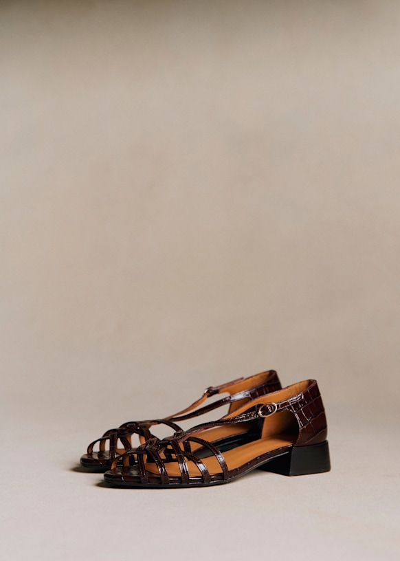 Sandalen flach Juliette - Braun Kroko - Rindsleder - Sézane