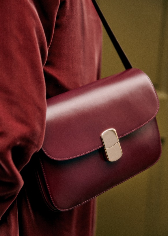Milo Classic Bag - Glossy Burgundy - Smooth cowhide leather - Sézane