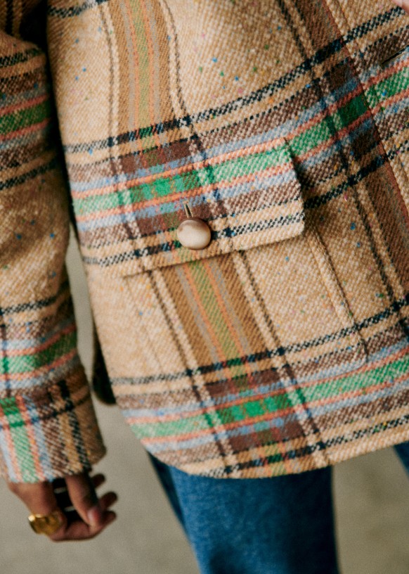 Suzon Coat - Lafayette Bordeaux Beige tiles - Wool - Octobre Éditions