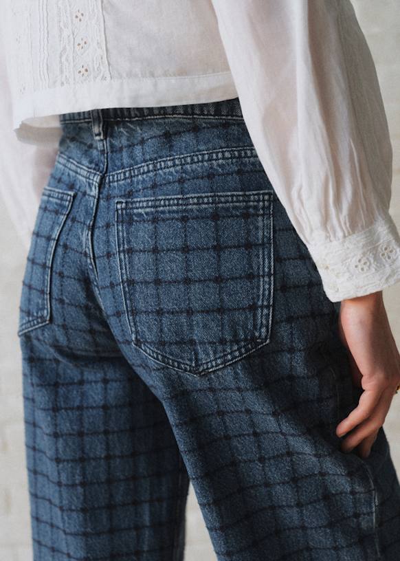 Le 90's Trousers - Sézane x Sea NY - Denim with Navy Embroidery ...