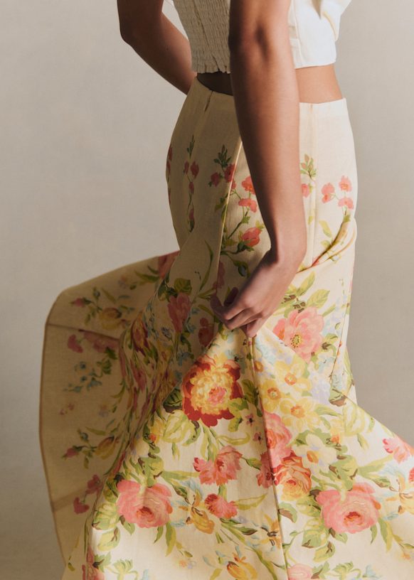 Soelle Skirt - Riola Print - Linen - Sézane
