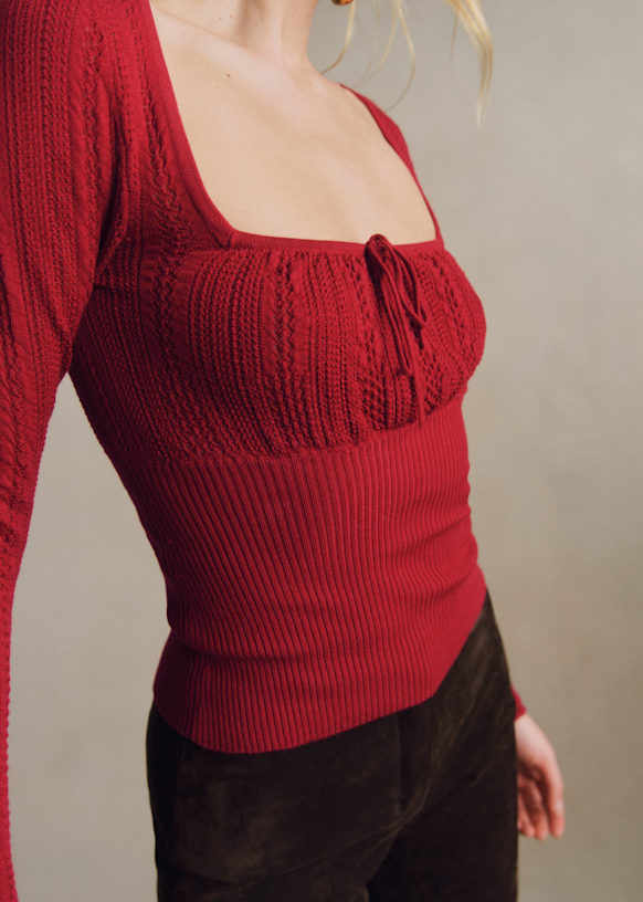 ELISIA Sweater - Dark Red - Merino Wool - Octobre Éditions