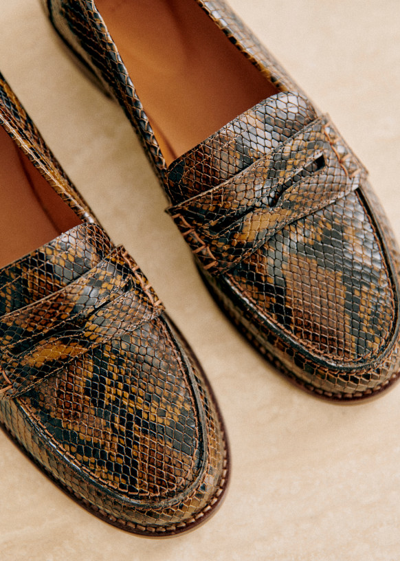 André Loafers - Brown Python Print - Octobre Éditions