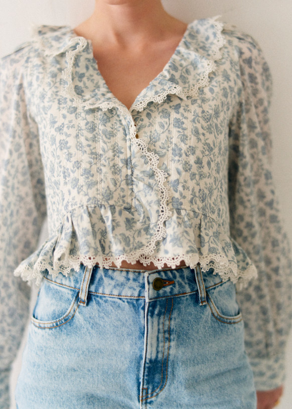 Alexiana Blouse - Romantic Ecru Garden print - Organic cotton - organic ...