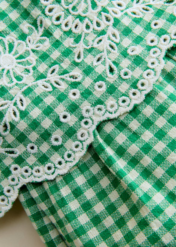 Nolane Blouse - Green Gingham - Organic cotton - organic textile - Sézane