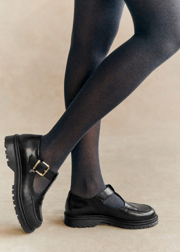 Violette Babies - Glossy Black - Bovine leather - Sézane