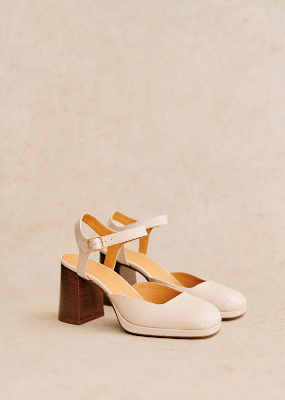 Alexane Mary Janes - White lacquer - Goat Leather - Sézane
