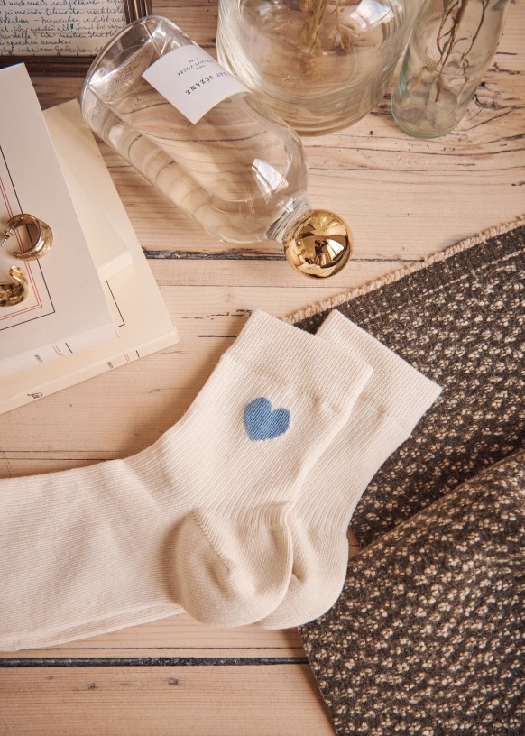 Heart Socks - Vintage Blue - Organic Cotton - Sézane