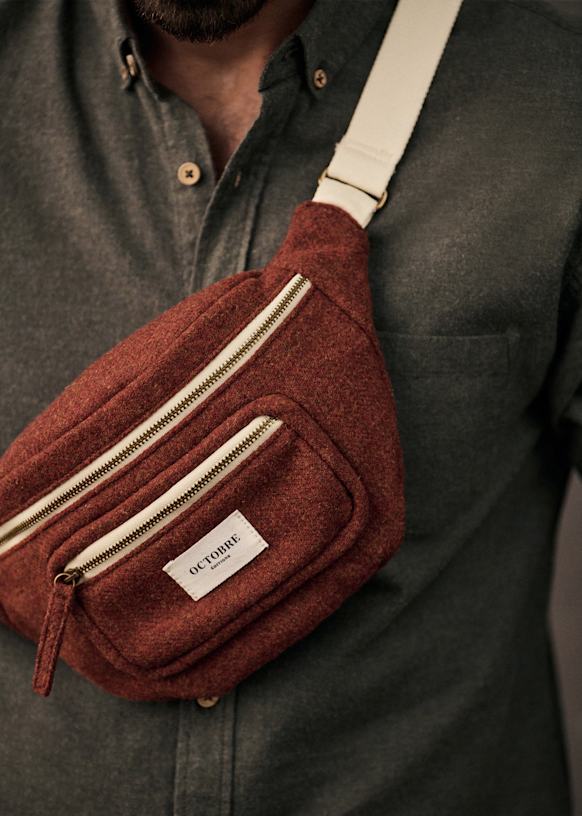 Ember Woolen crossbody pouch - Mottled Blue - Wool - Sézane