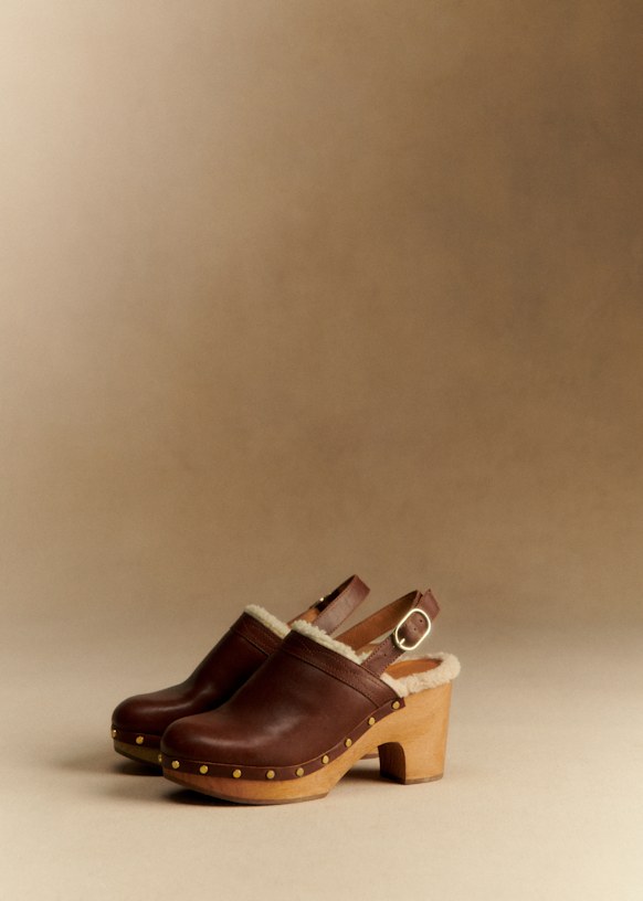 Taylor Clogs - Chocolate - Smooth cowhide leather - Sézane