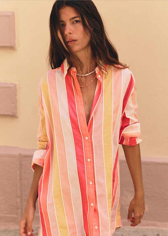 Malima Dress - Red, Yellow and Ecru Stripes - Organic cotton - organic ...