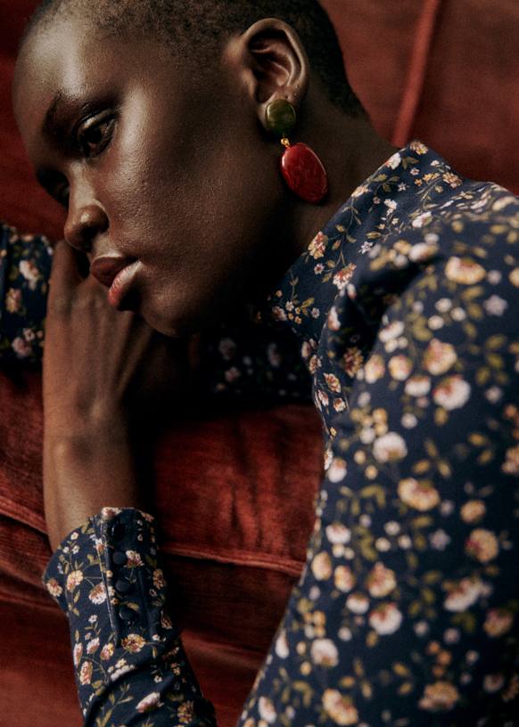 Felicia Dress - Navy Miranda print - Lyocell - Octobre Éditions