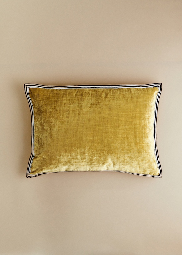 Textured Velvet Cushion - Large model - Honey - Polyester - Sézane