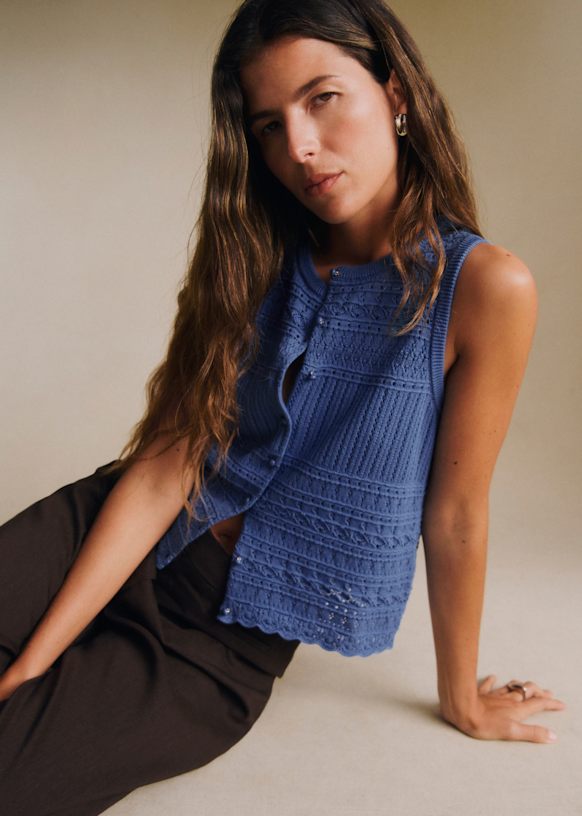 Davy Cardigan - Blue - Organic cotton - organic textile - Sézane