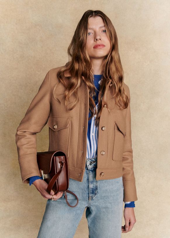 Jacke Terry - Dunkelbeige - Schurwolle - Octobre Éditions