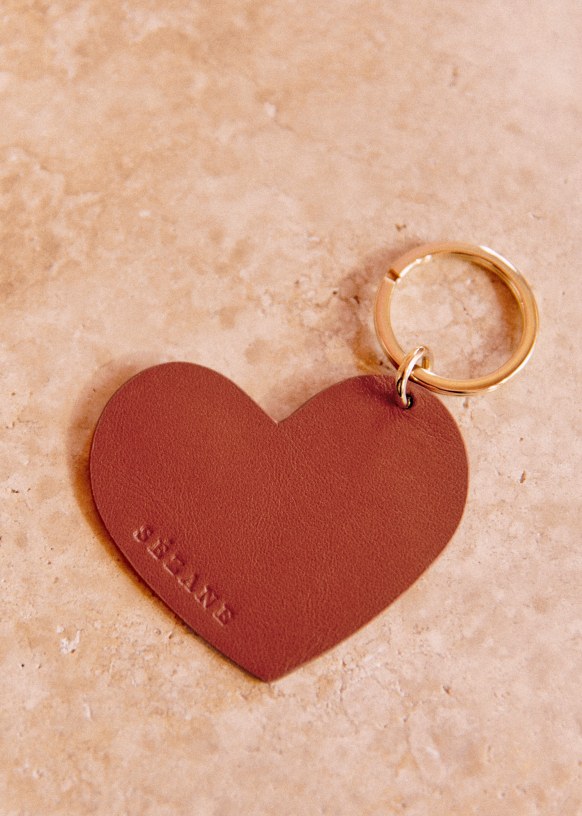 Heart Keychain - Camel - Leather - Sézane