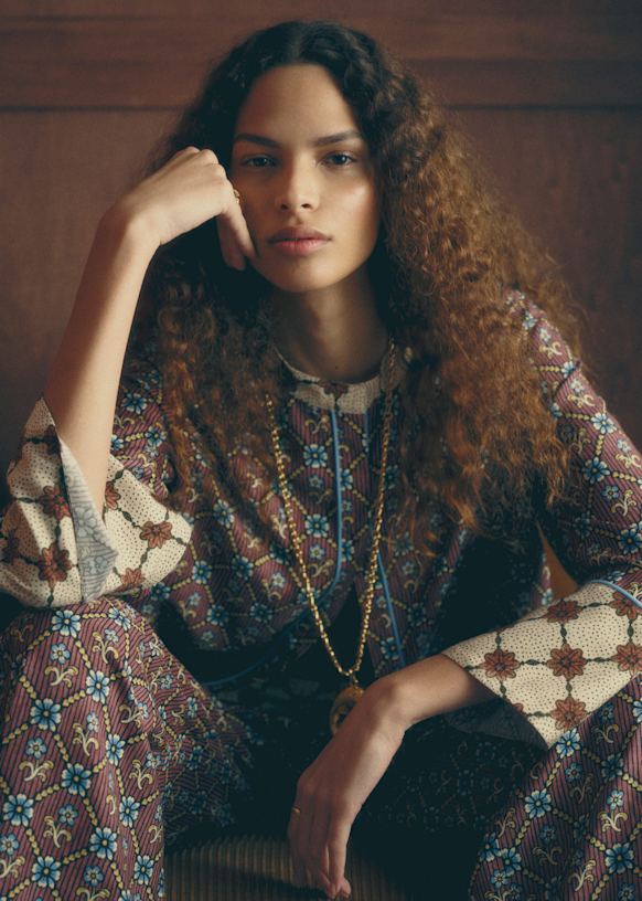 Lumilis Blouse - Sézane x Antoinette Poisson - Madder Red Heart Print ...