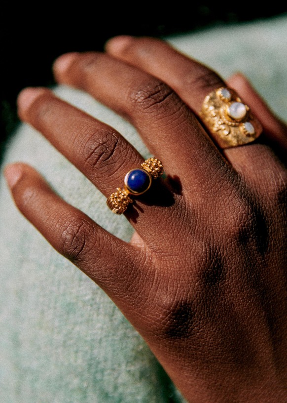Martha Ring - Gold / Dark Blue - Semi-Precious Stone - Sézane