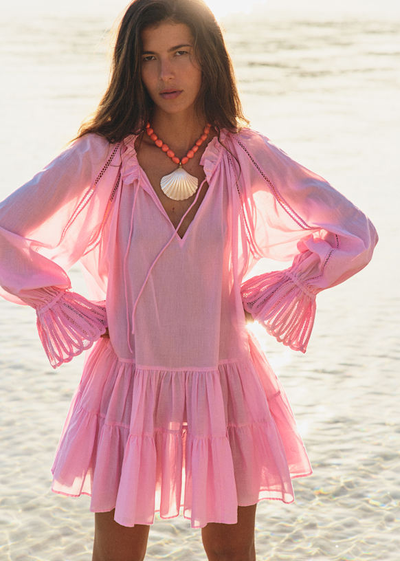 Elidia Dress - Candy Pink - Organic Cotton - Sézane